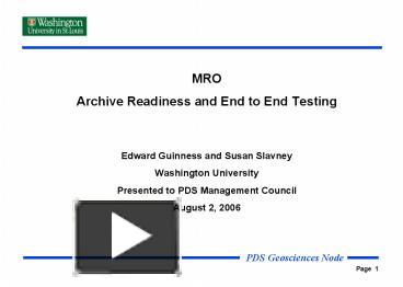 MRO presentation | free to view