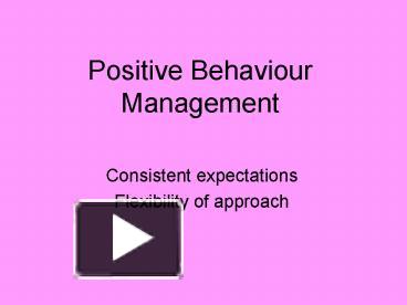 Positive Behaviour Management presentation | free to view