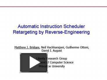 Automatic Instruction Scheduler Retargeting by Reverse-Engineering presentation | free to view