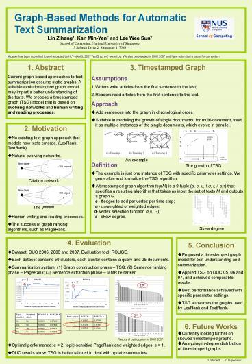 Graph Based Methods For Automatic Text Summarization Presentation