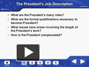 PPT – The Presidents Job Description PowerPoint presentation | free to ...
