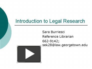 Introduction to Legal Research presentation | free to view