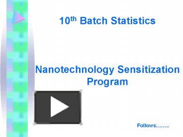 10th Batch Statistics Nanotechnology Sensitization Program presentation | free to view