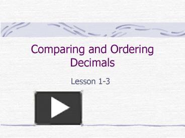 Comparing and Ordering Decimals presentation | free to view