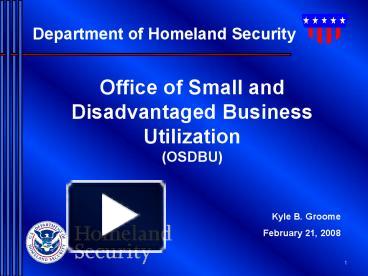 Department of Homeland Security presentation | free to view