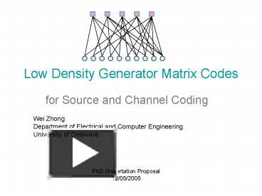 Low Density Generator Matrix Codes presentation | free to view
