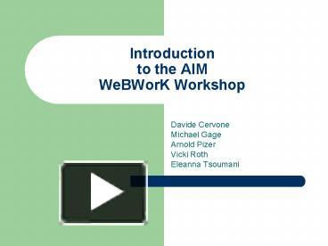 PPT – Introduction to the AIM WeBWorK Workshop PowerPoint presentation | free to view - id ...