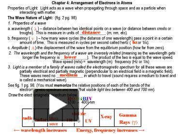 PPT – Chapter 4: Arrangement of Electrons in Atoms PowerPoint ...