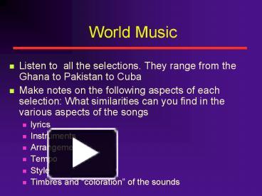World Music presentation | free to view