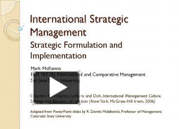International Strategic Management presentation | free to view