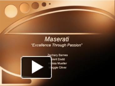 Maserati Excellence Through Passion presentation | free to view