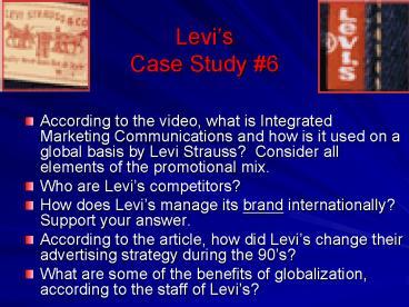 Levis Case Study presentation | free to view