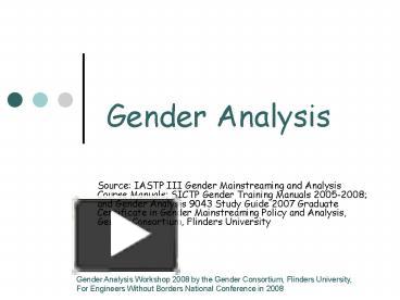 Gender Analysis presentation | free to view