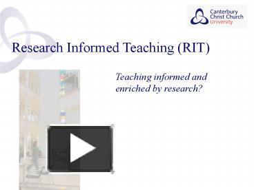 Research Informed Teaching (RIT) presentation | free to view