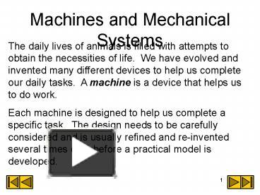 Machines and Mechanical Systems presentation | free to view