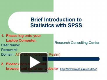 Brief Introduction to Statistics with SPSS presentation | free to view