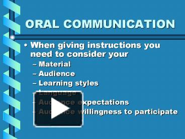 ORAL COMMUNICATION presentation | free to view