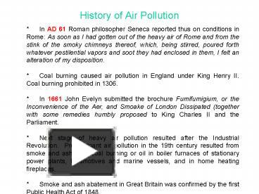 History of Air Pollution presentation | free to view