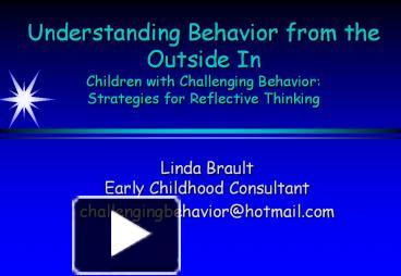 PPT – Understanding Behavior from the Outside In Children with Challenging Behavior: Strategies ...