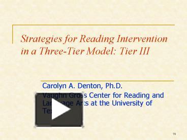 Strategies for Reading Intervention in a ThreeTier Model: Tier III ...