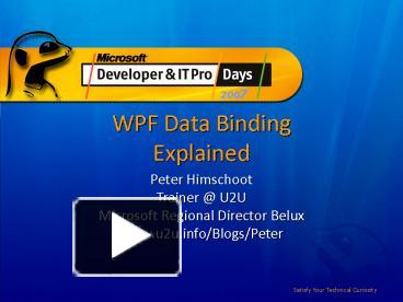 WPF Data Binding Explained presentation | free to view