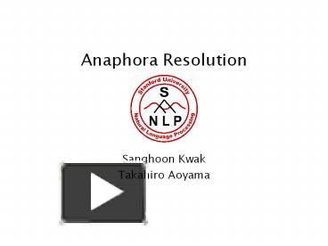 Anaphora Resolution presentation | free to download