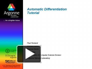 Automatic Differentiation Tutorial presentation | free to download