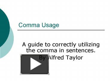 Comma Usage presentation | free to view