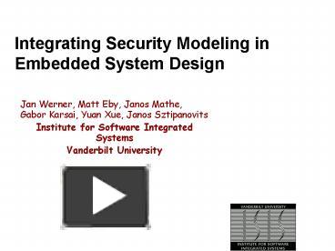 Integrating Security Modeling in Embedded System Design presentation | free to download