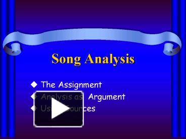 Song Analysis presentation | free to view
