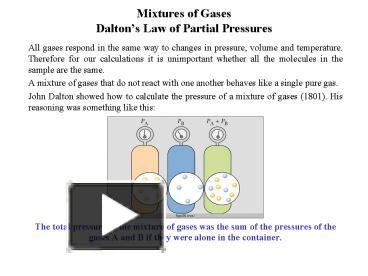 Mixtures of Gases Daltons Law of Partial Pressures presentation | free ...