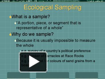Ecological Sampling presentation | free to view