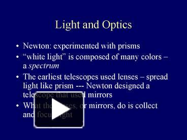 PPT – Light and Optics PowerPoint presentation | free to view - id ...
