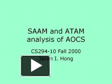 SAAM and ATAM analysis of AOCS presentation | free to download