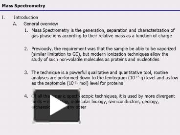Mass Spectrometry presentation | free to view