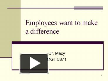 Employees want to make a difference presentation | free to view