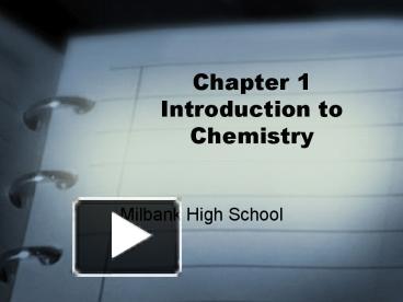 Chapter 1 Introduction to Chemistry presentation | free to view