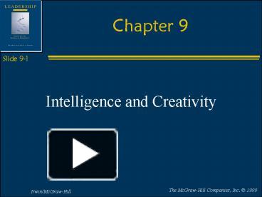 Intelligence and Creativity presentation | free to view