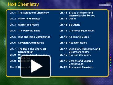 Holt Chemistry presentation | free to view