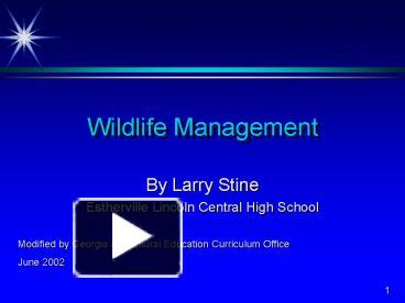 PPT – Wildlife Management PowerPoint presentation | free to view - id ...