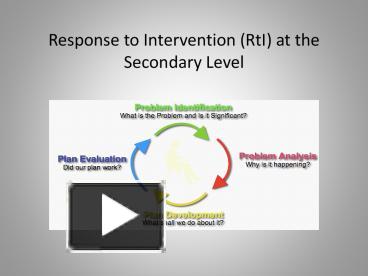 PPT – Response to Intervention (RtI) at the Secondary Level PowerPoint ...