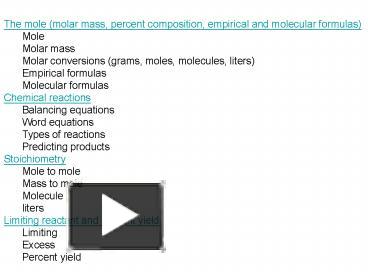 The mole molar mass, percent composition, empirical and molecular ...