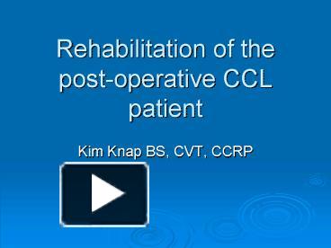 PPT – Rehabilitation of the postoperative CCL patient PowerPoint presentation | free to view ...