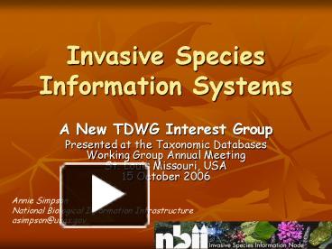 PPT – Invasive Species Information Systems PowerPoint presentation ...