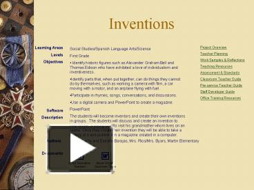 PPT – Inventions PowerPoint presentation | free to view - id: eae8d-ZDc1Z