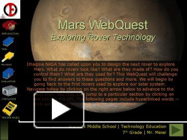 PPT – Mars WebQuest Exploring Rover Technology PowerPoint presentation ...