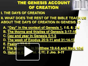 THE GENESIS ACCOUNT OF CREATION presentation | free to download