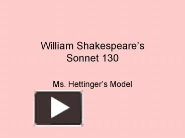 William Shakespeares Sonnet 130 presentation | free to view