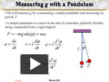 Measuring g with a Pendulum presentation | free to view