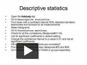 PPT – Descriptive statistics PowerPoint presentation | free to download - id: eebca-ZjZmN